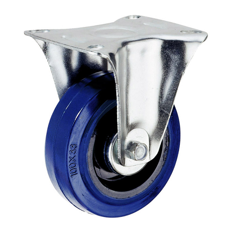 Light Duty 100mm Non-Marking Rubber Fixed Castor - 100kg Load Capacity ...