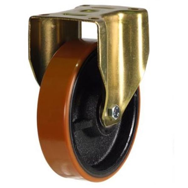 Heavy Duty 150mm Polyurethane on Cast Iron Fixed Castor - 800kg Load ...