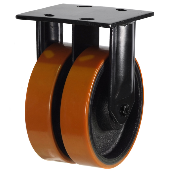 Extra Heavy Duty 200mm Polyurethane on Cast Iron Fixed Castor - 1500kg ...