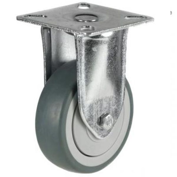 50mm Rubber on Plastic Centre Fixed Castor [40kg max load]