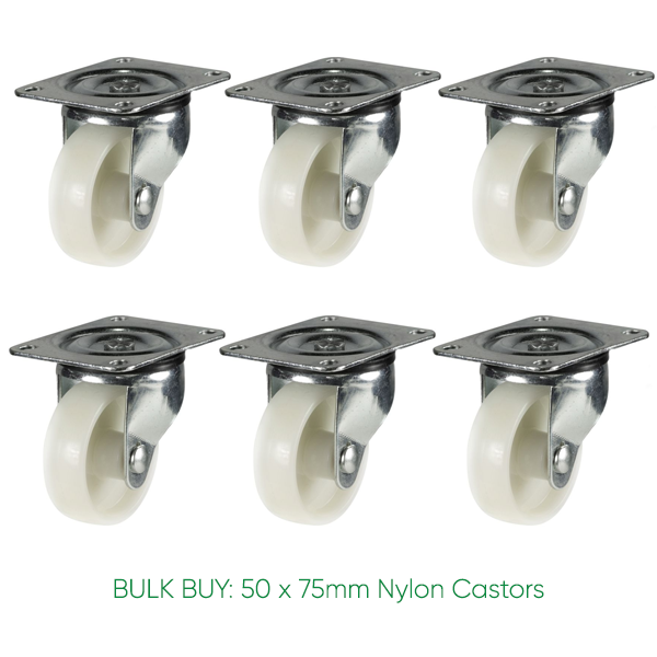 BULK BUY / 75mm Nylon Castor | 140kg | 75GD4NYx50