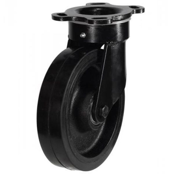 250mm Rubber on Cast Iron Swivel Castor [700kg max load]